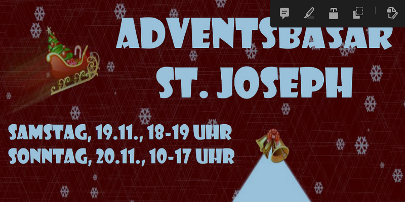 Düsseldorfer Rheinbogen | Adventsbasar St. Joseph | 19.11.22 von 18-19 Uhr und 20.11. von 10-17 Uhr